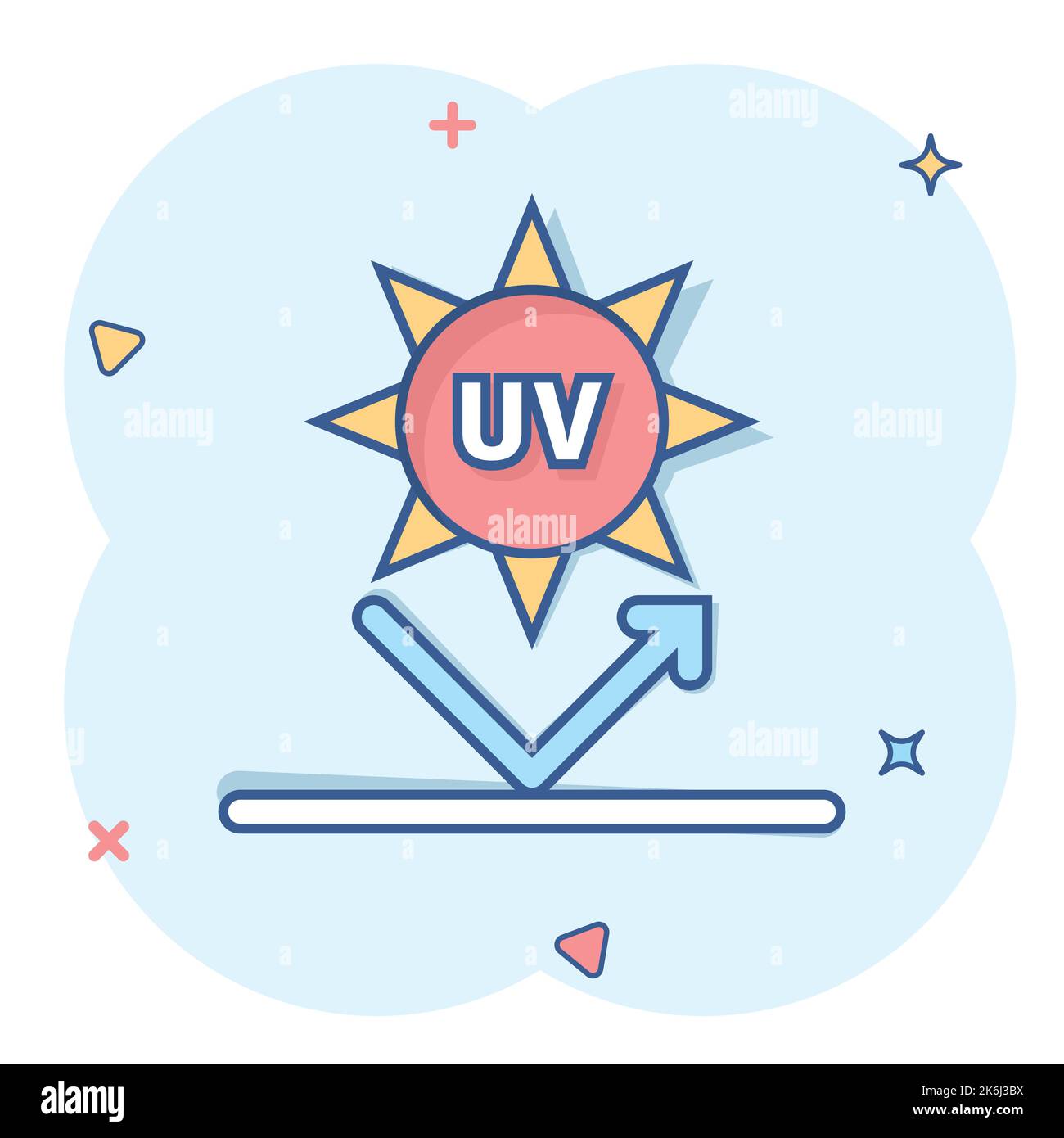 UV radiation icon in comic style. Ultraviolet cartoon vector ...