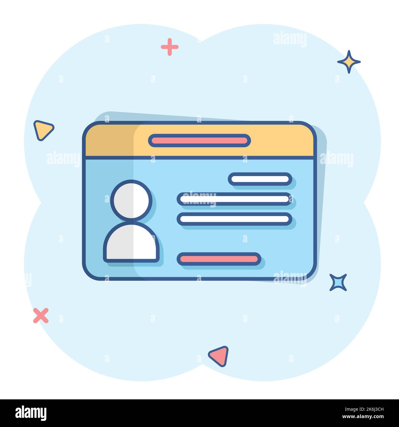 Id card icon in comic style. Identity tag vector cartoon illustration ...