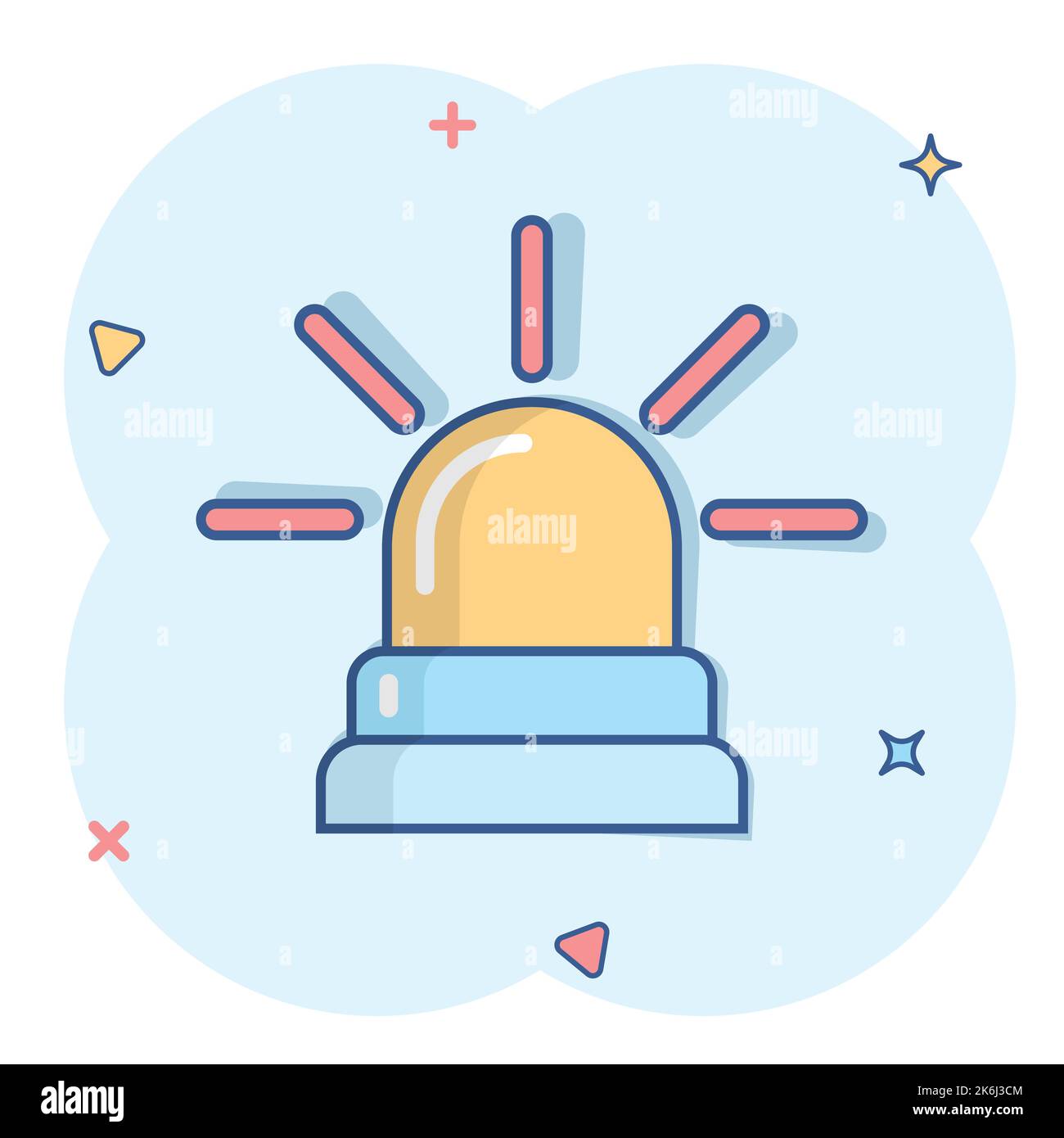 Emergency siren icon in comic style. Police alarm vector cartoon ...