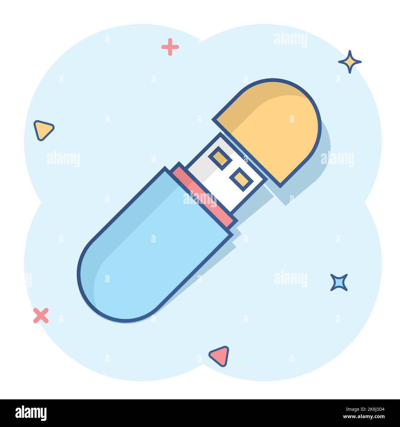 Usb drive icon in comic style. Flash disk vector cartoon illustration ...