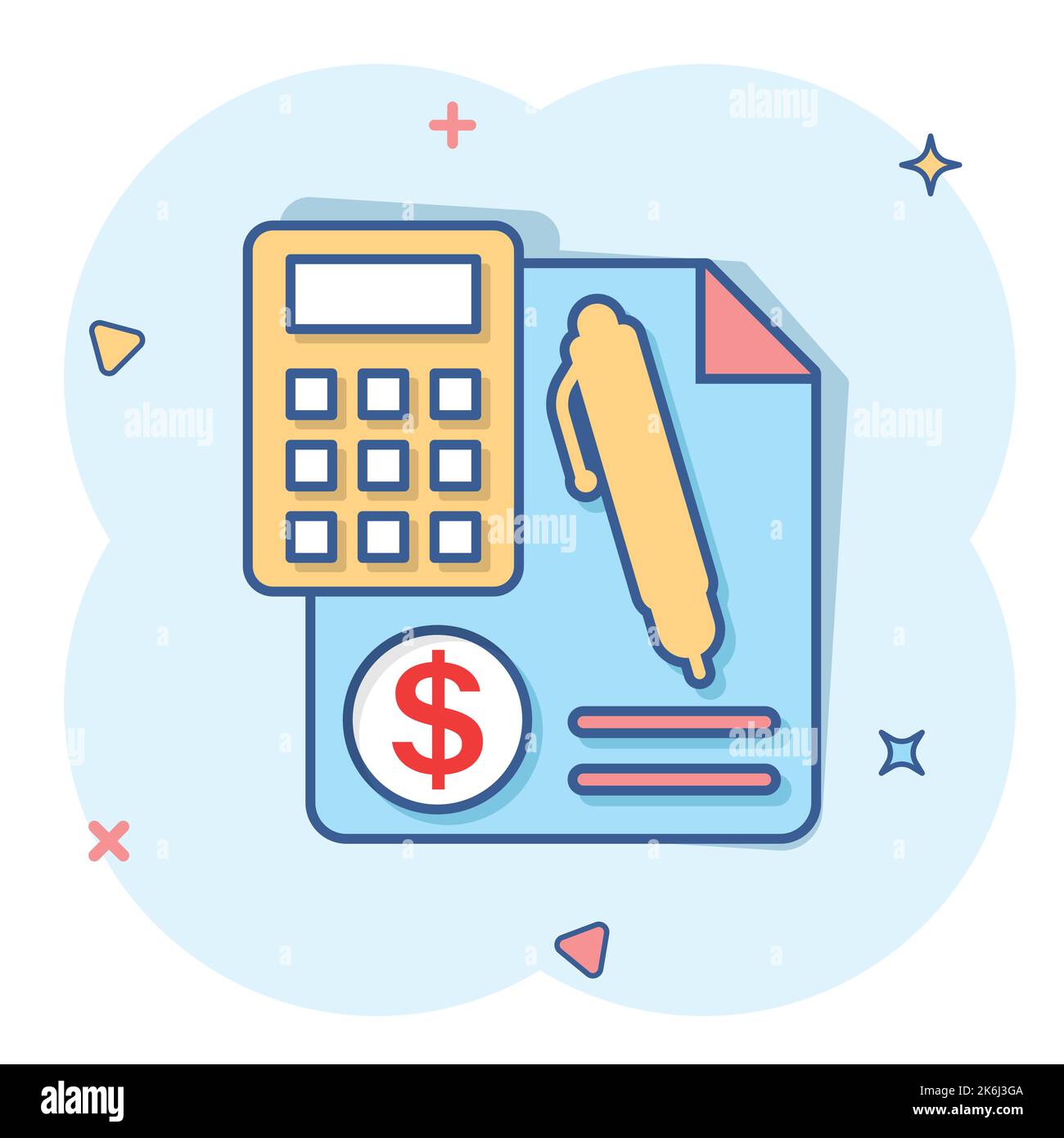 Money calculation icon in comic style. Budget banking vector cartoon ...