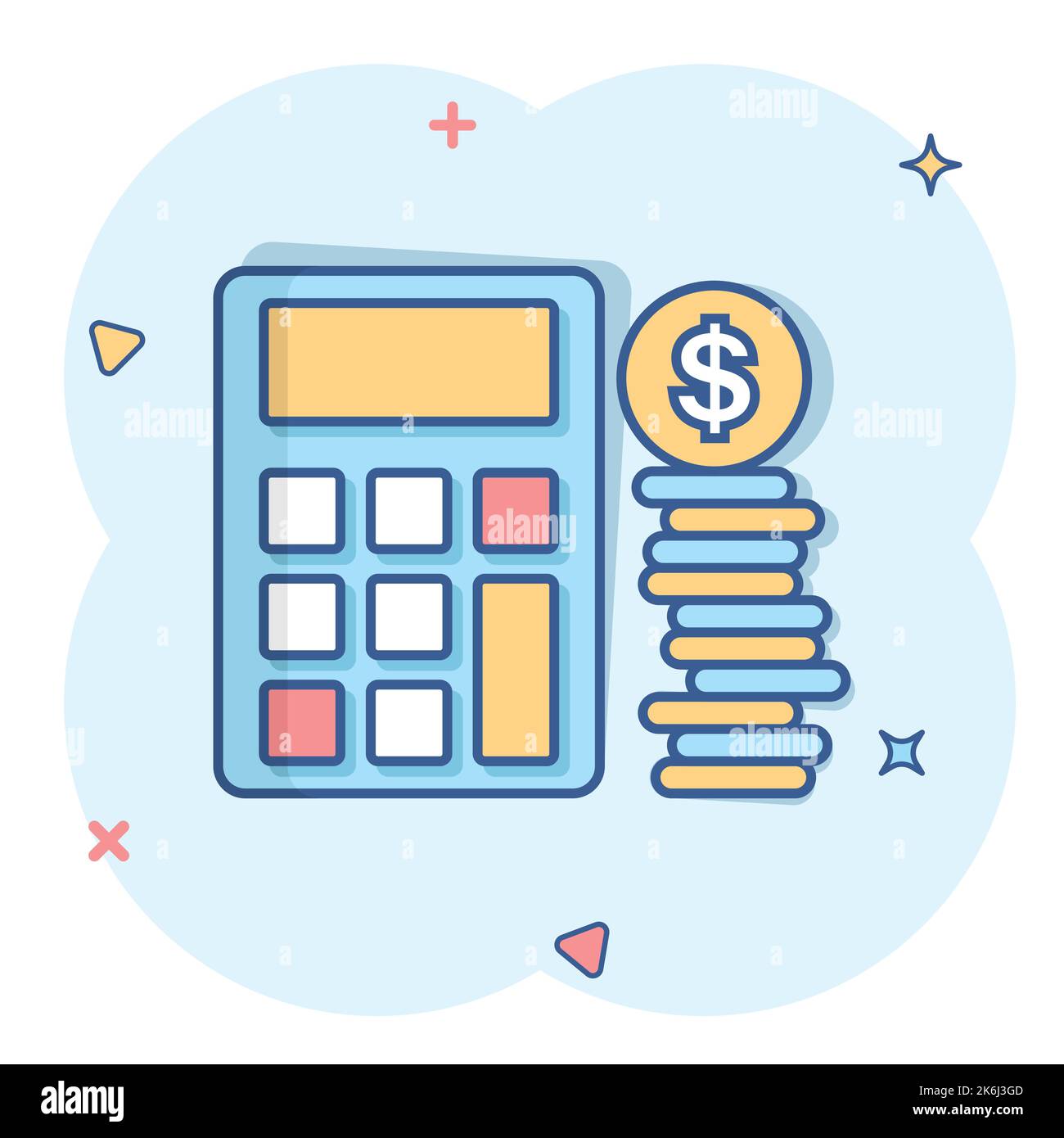 Money calculation icon in comic style. Budget banking vector cartoon ...