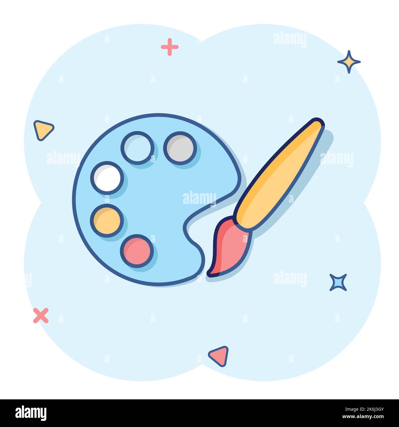Paint brush icon in comic style. Palette cartoon vector illustration on ...