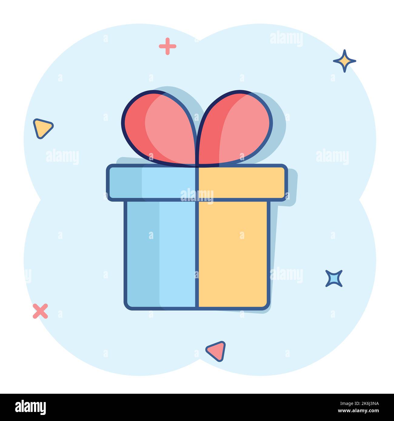 Gift box icon in comic style. Present package cartoon vector ...