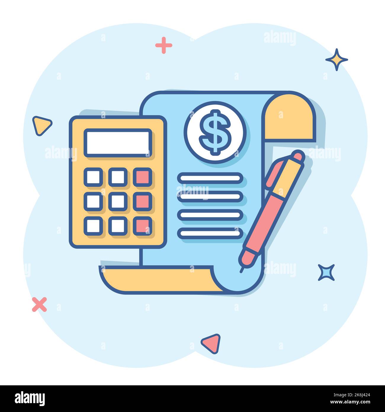 Money calculation icon in comic style. Budget banking vector cartoon ...