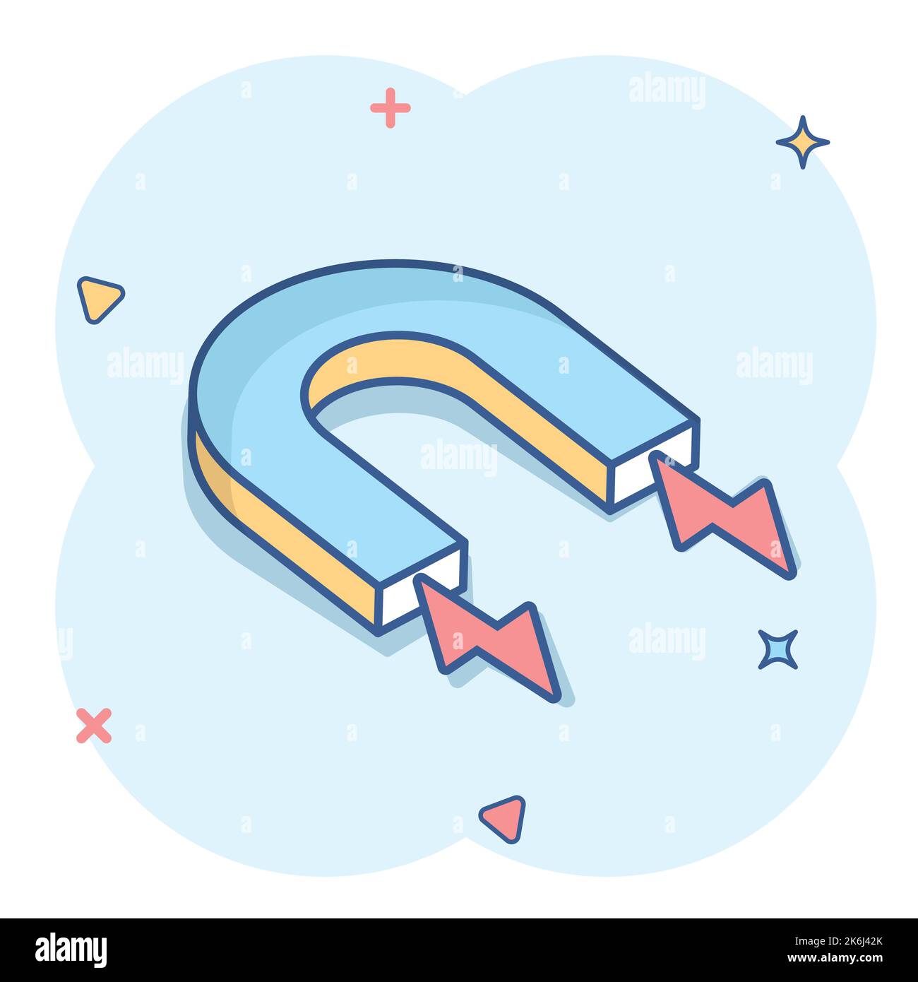 Magnet icon in comic style. Attract cartoon vector illustration on ...