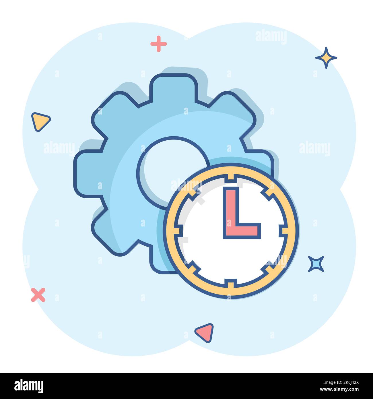 Improvement icon in comic style. Gear project cartoon vector ...