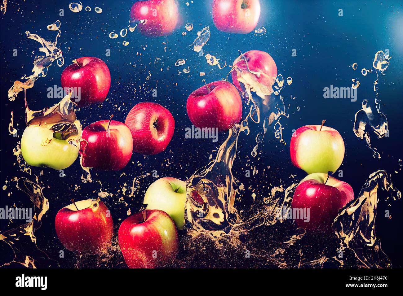 Flying green apple illustration hi-res stock photography and images - Alamy