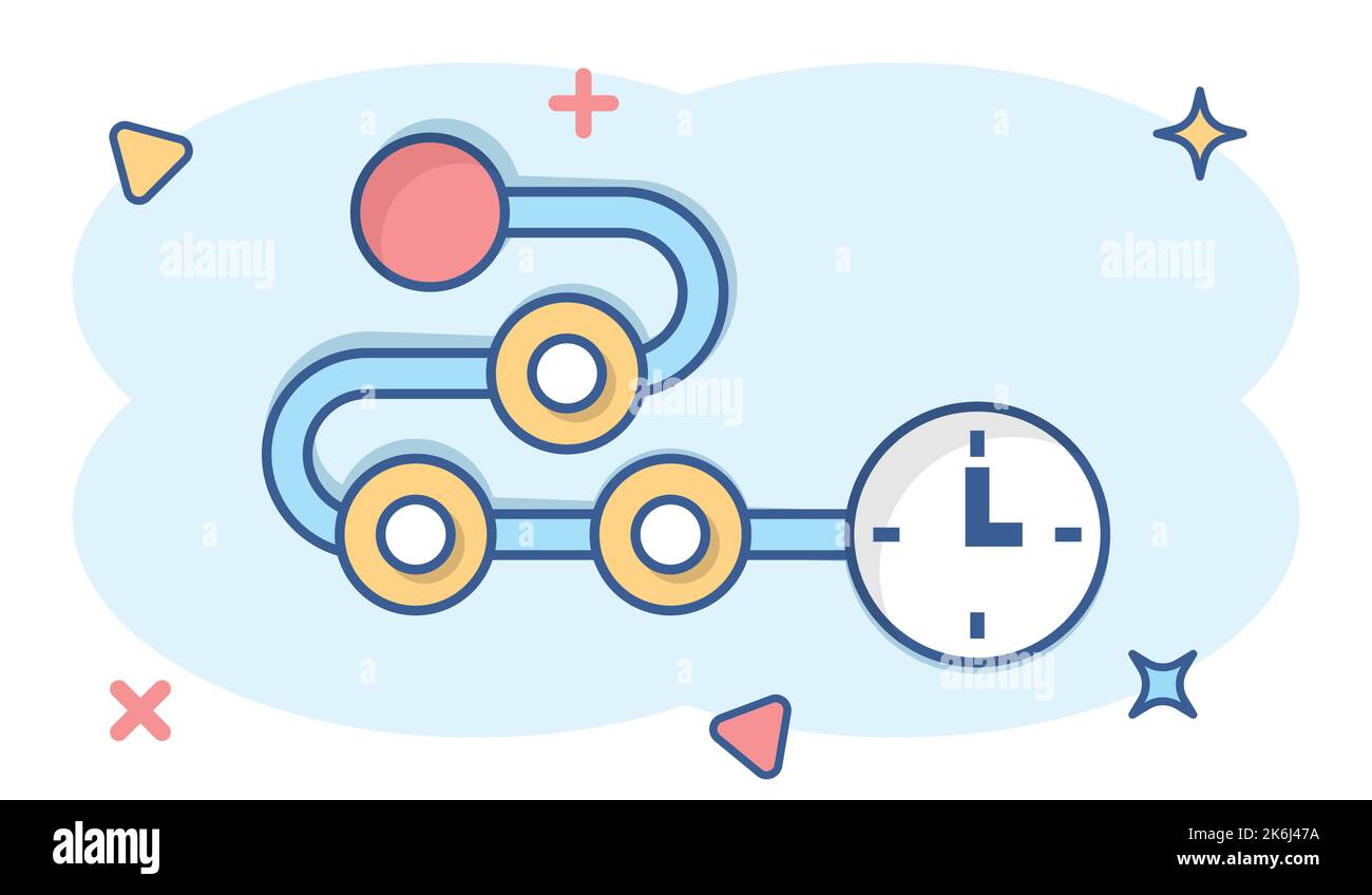 Timeline icon in comic style. Progress cartoon vector illustration on ...