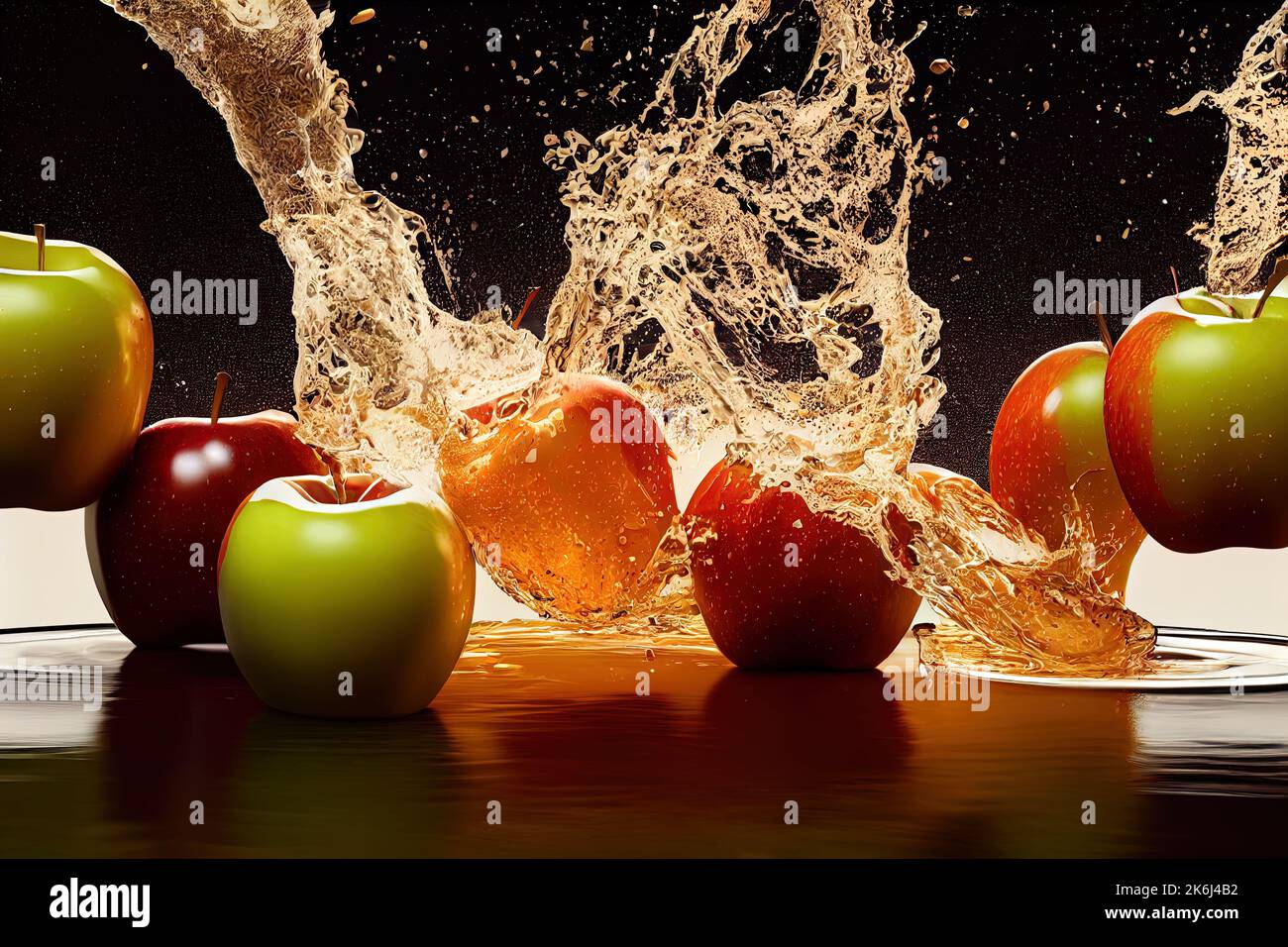 Flying green apple illustration hi-res stock photography and images - Alamy