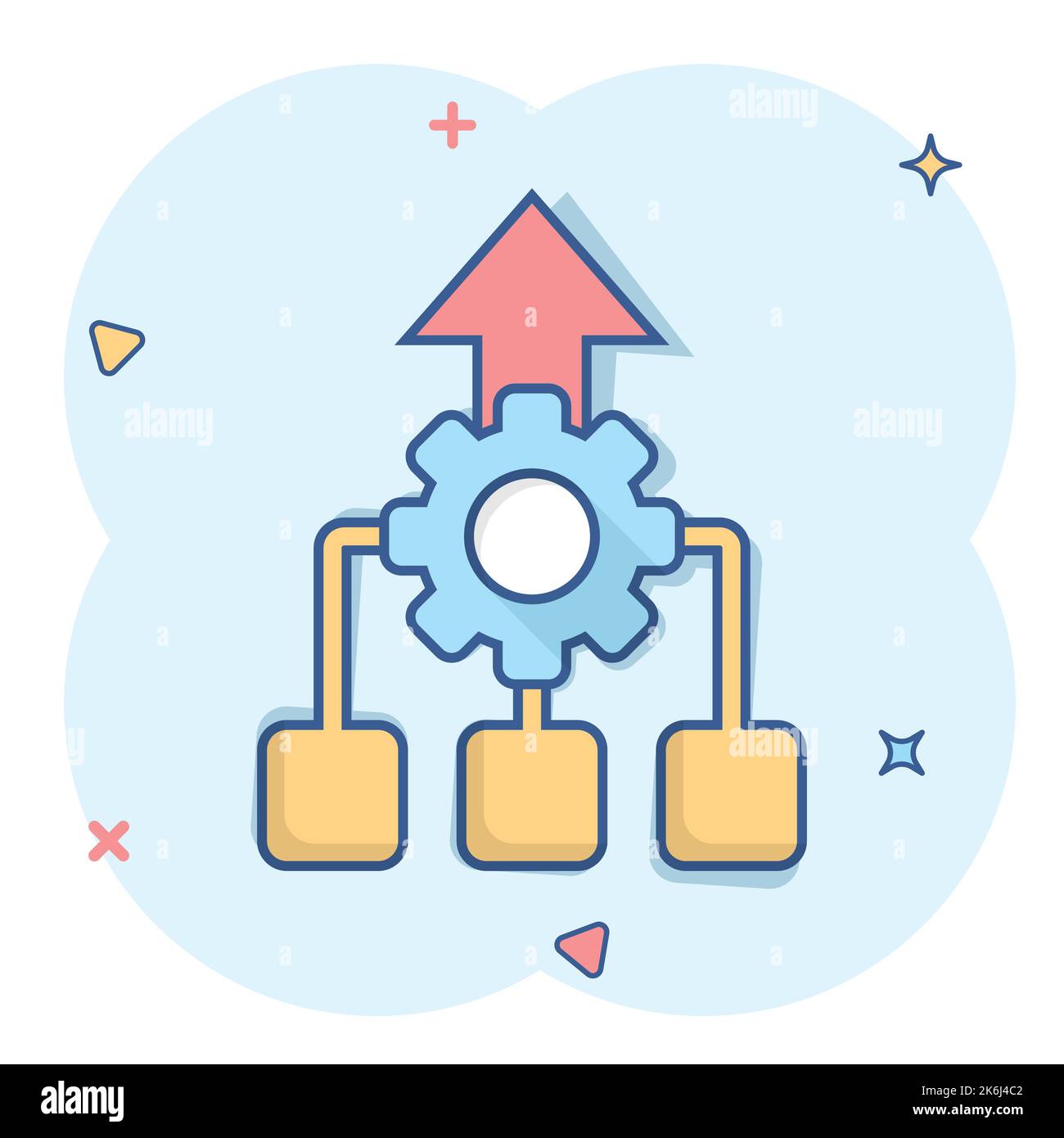 Improvement icon in comic style. Gear project cartoon vector ...