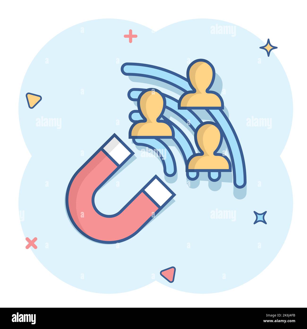 Lead conversion icon in comic style. Attract cartoon vector ...