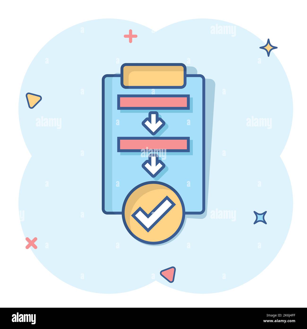 Procedure list icon in comic style. Document project cartoon vector ...
