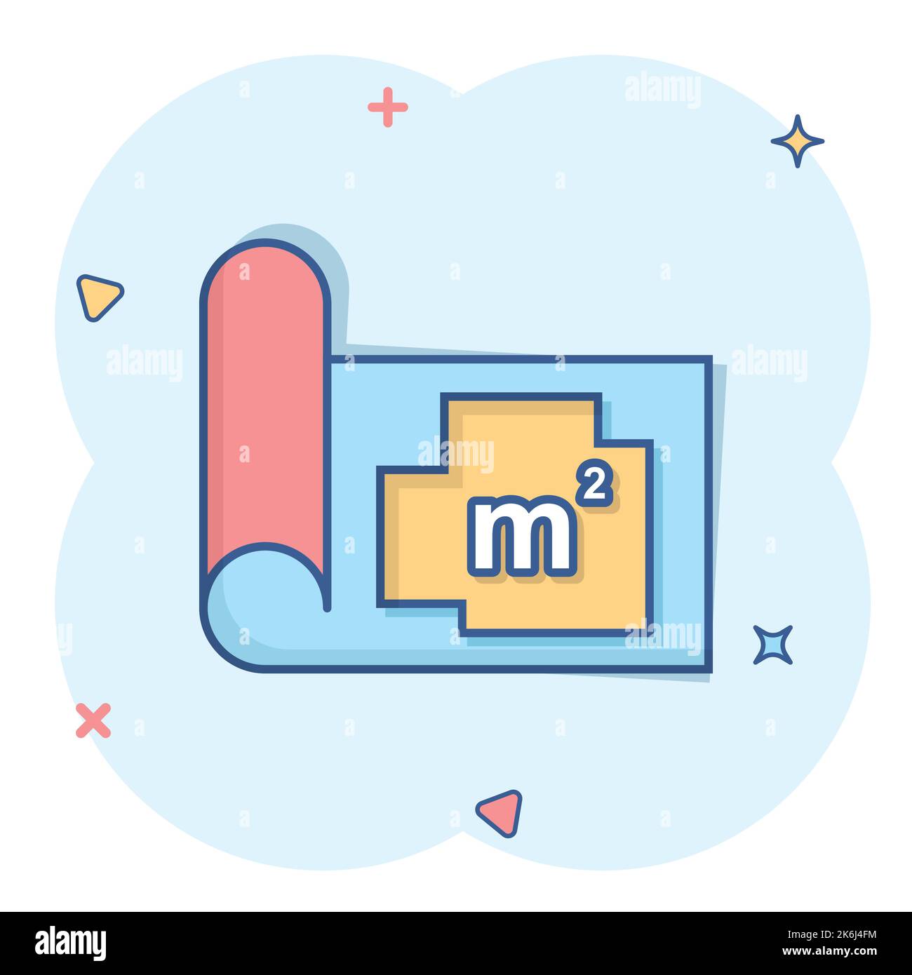 Room plan icon in comic style. Blueprint cartoon vector illustration on ...