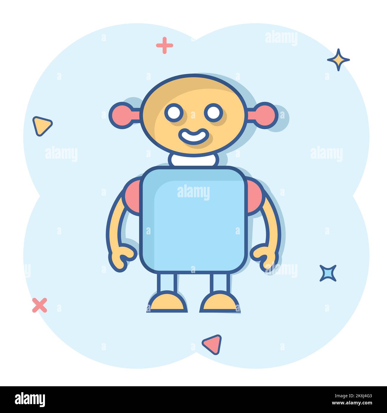 Cute robot chatbot icon in comic style. Bot operator cartoon vector ...