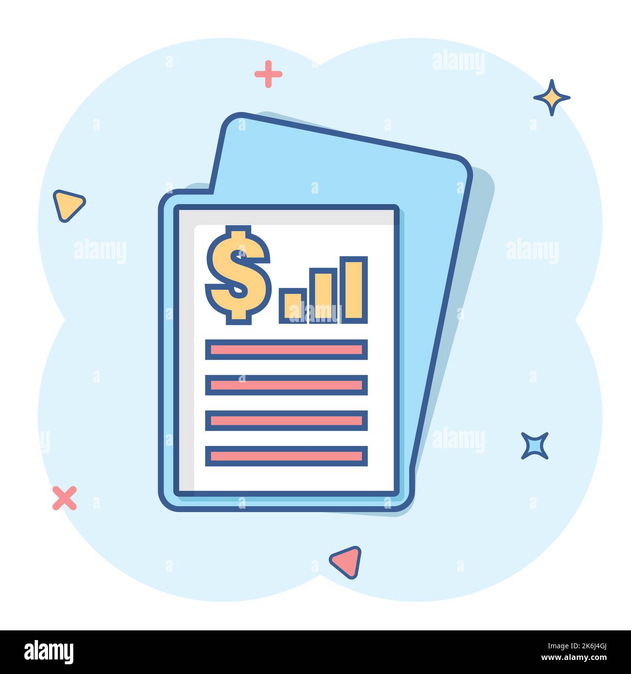 Financial statement icon in comic style. Document cartoon vector ...