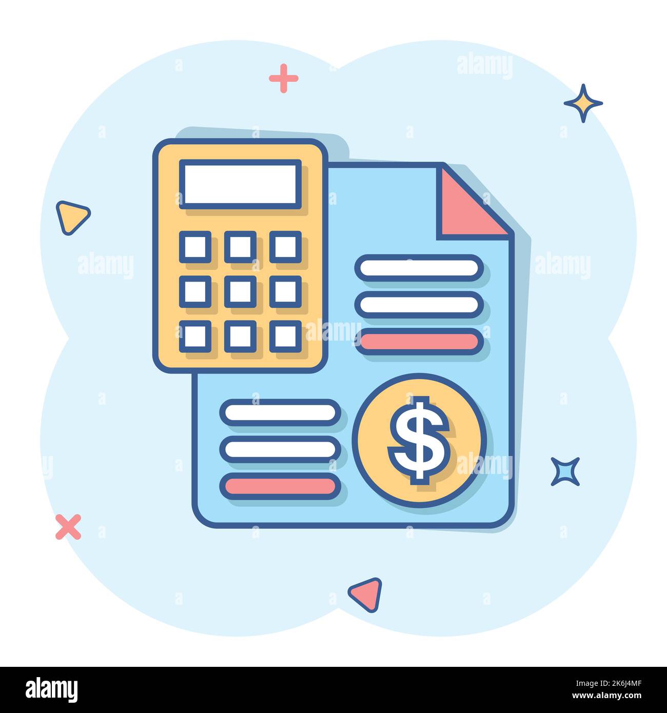 Money calculation icon in comic style. Budget banking vector cartoon ...