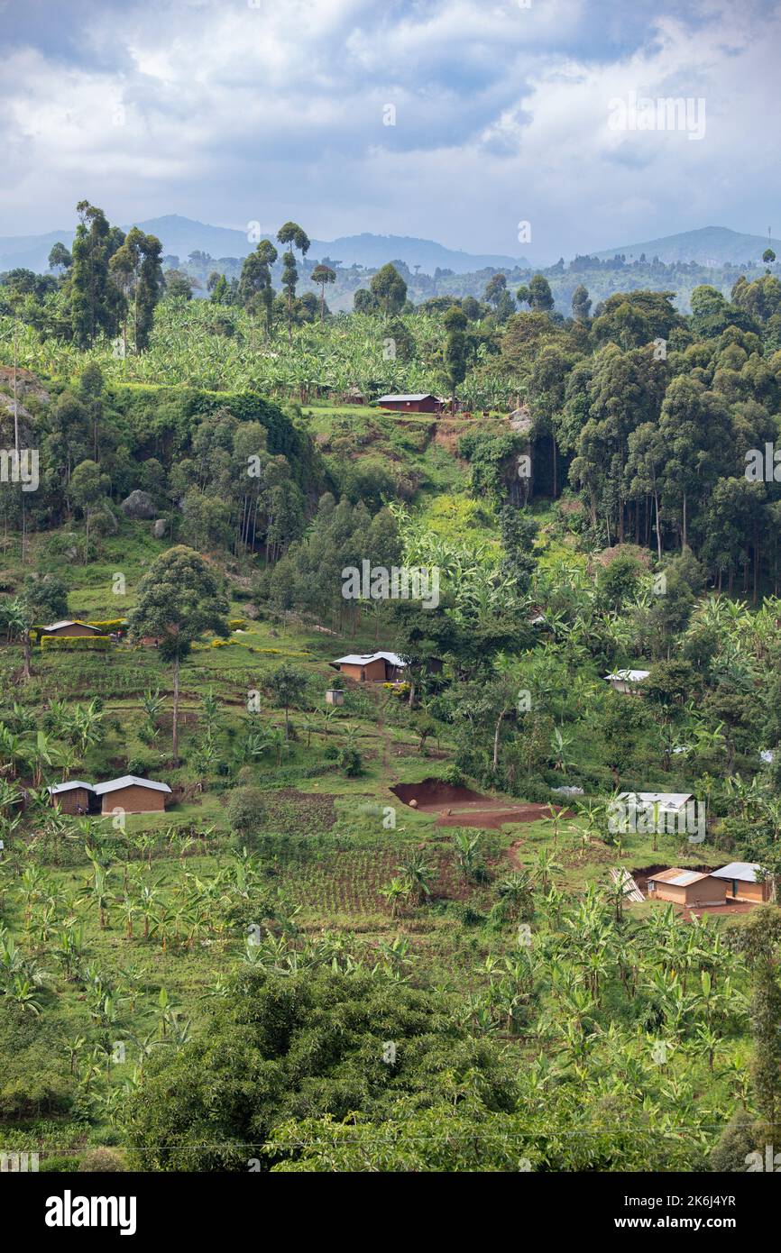 Beautiful villages and farmland on Mount Elgon in Easter Uganda, East ...