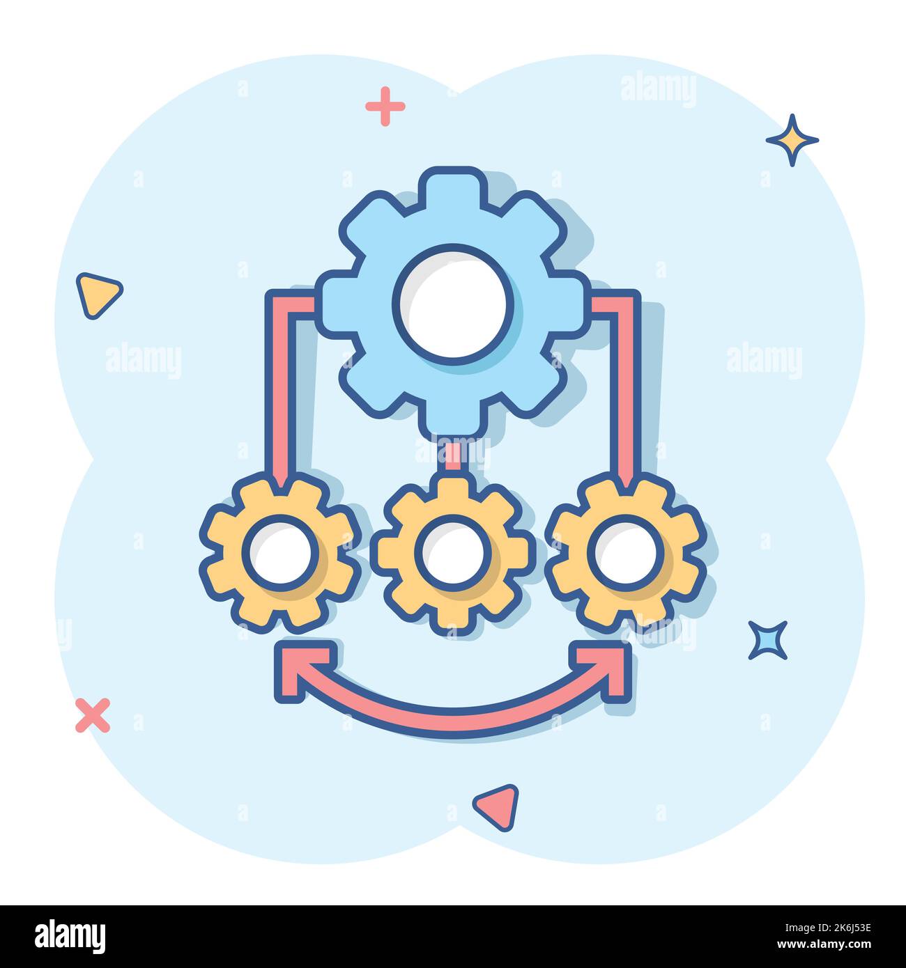 Improvement icon in comic style. Gear project cartoon vector ...
