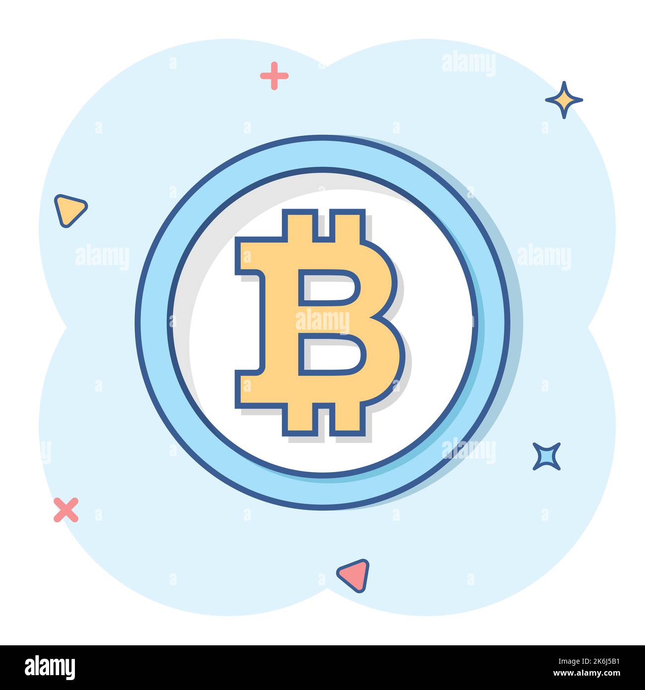 Bitcoin icon in comic style. Blockchain cartoon vector illustration on ...