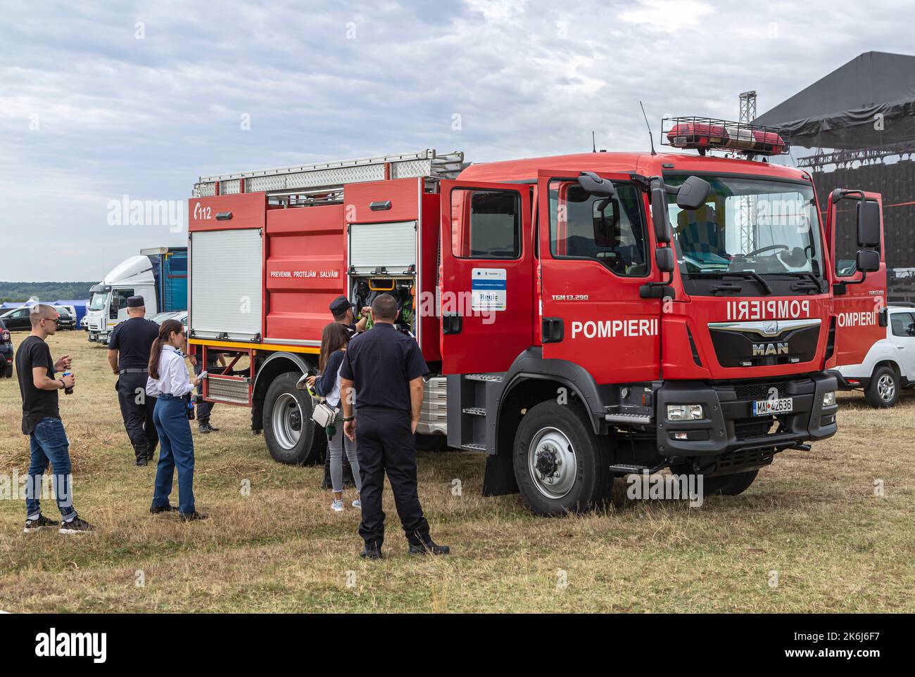 STANESTI, GORJ, ROMANIA - AUGUST 28, 2021: Fire truck at the air rally ...