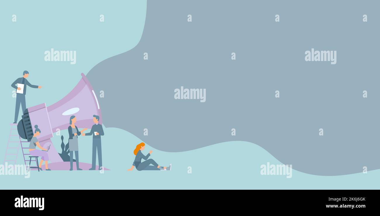 Group Of People Drawing Holding Their Megaphones Talking And Sharing ...