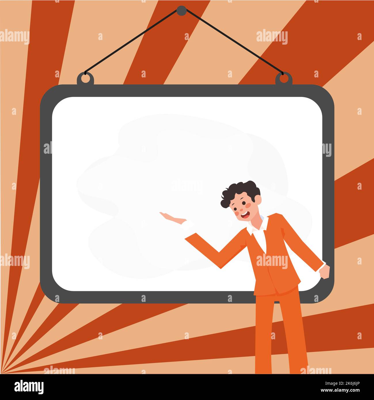 Presenter With Conversation Bubble Showing New Announcement. Colleague ...