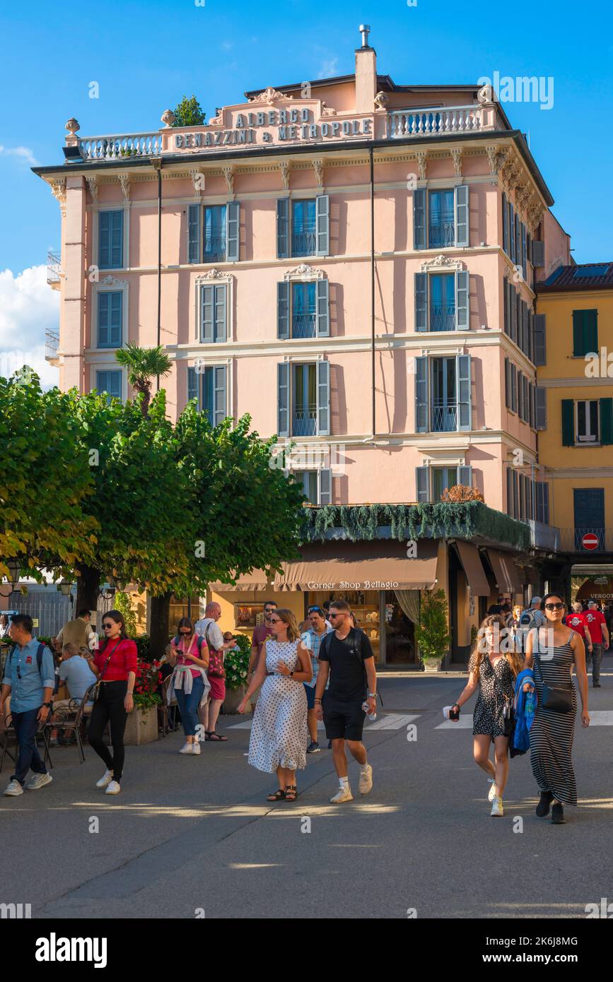 Bellagio Italy hotel, view in summer of the historic Albergo Gennazzini ...