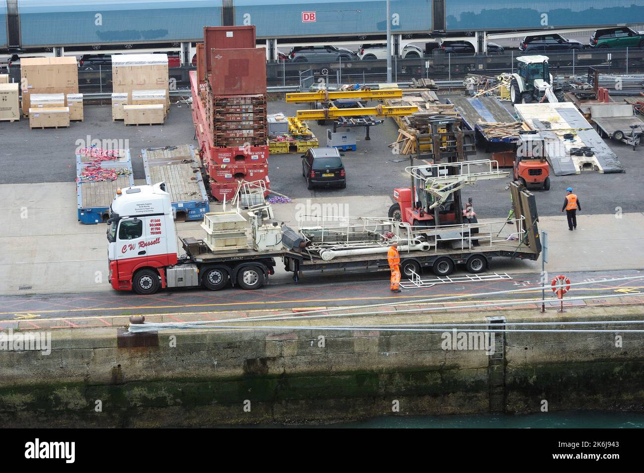 Southampton, England - 30th September 2021:Forklift off loading a ...