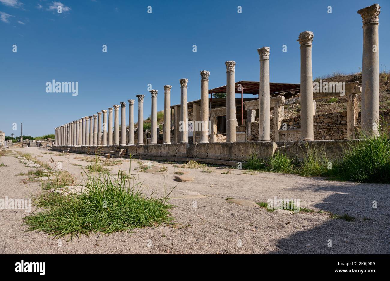 columns of western collonnaded street ruins of the Roman city of Perge ...