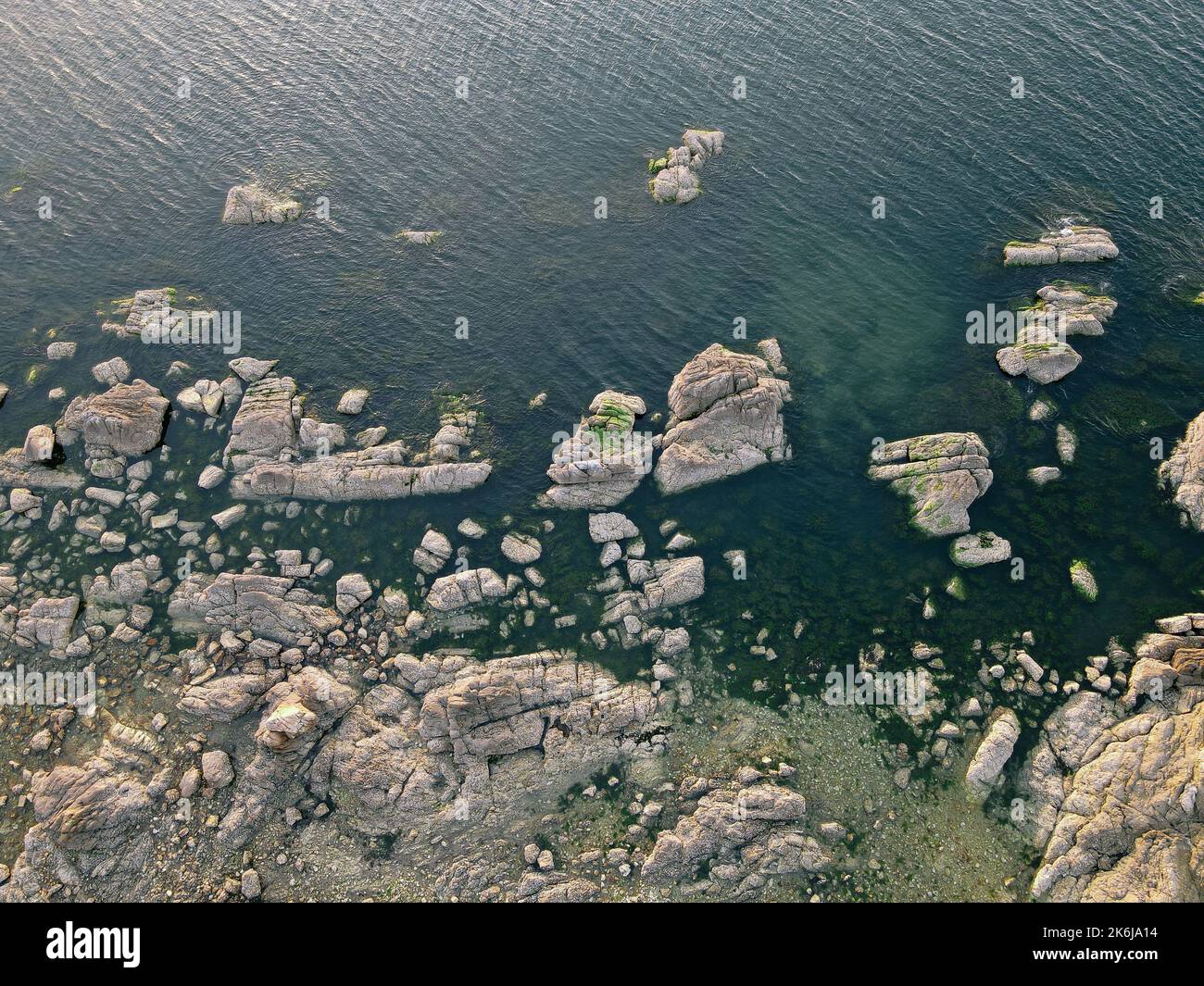 Aerial Drone View of Rocks, Waves, and the Pacific Ocean, Yantai ...