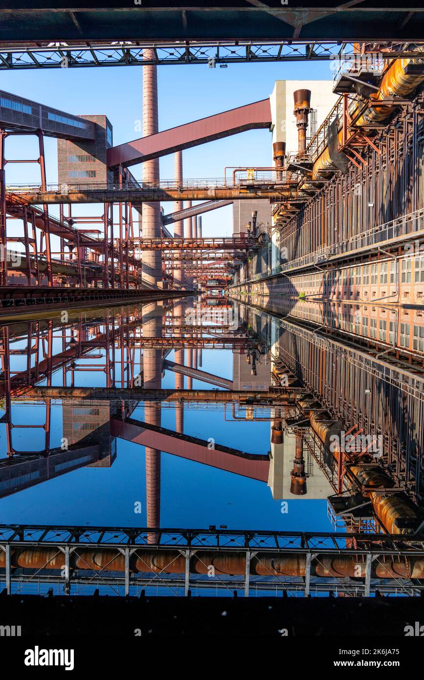 Zollverein coking plant, coke ovens, chimneys and belt bridges are ...