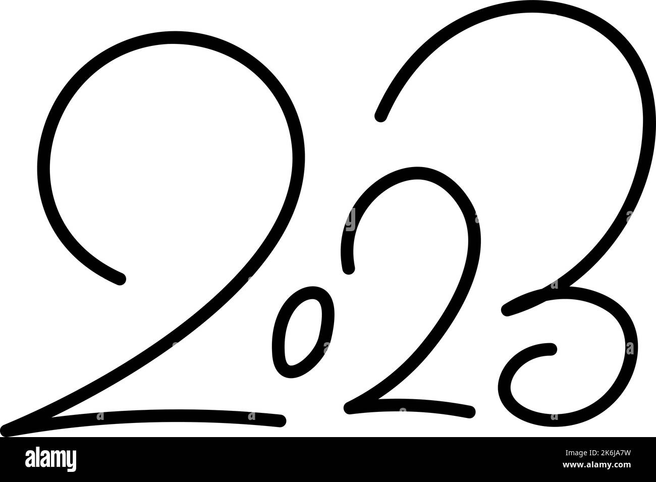 Hand drawn vector lettering calligraphy black number text 2023. Happy ...