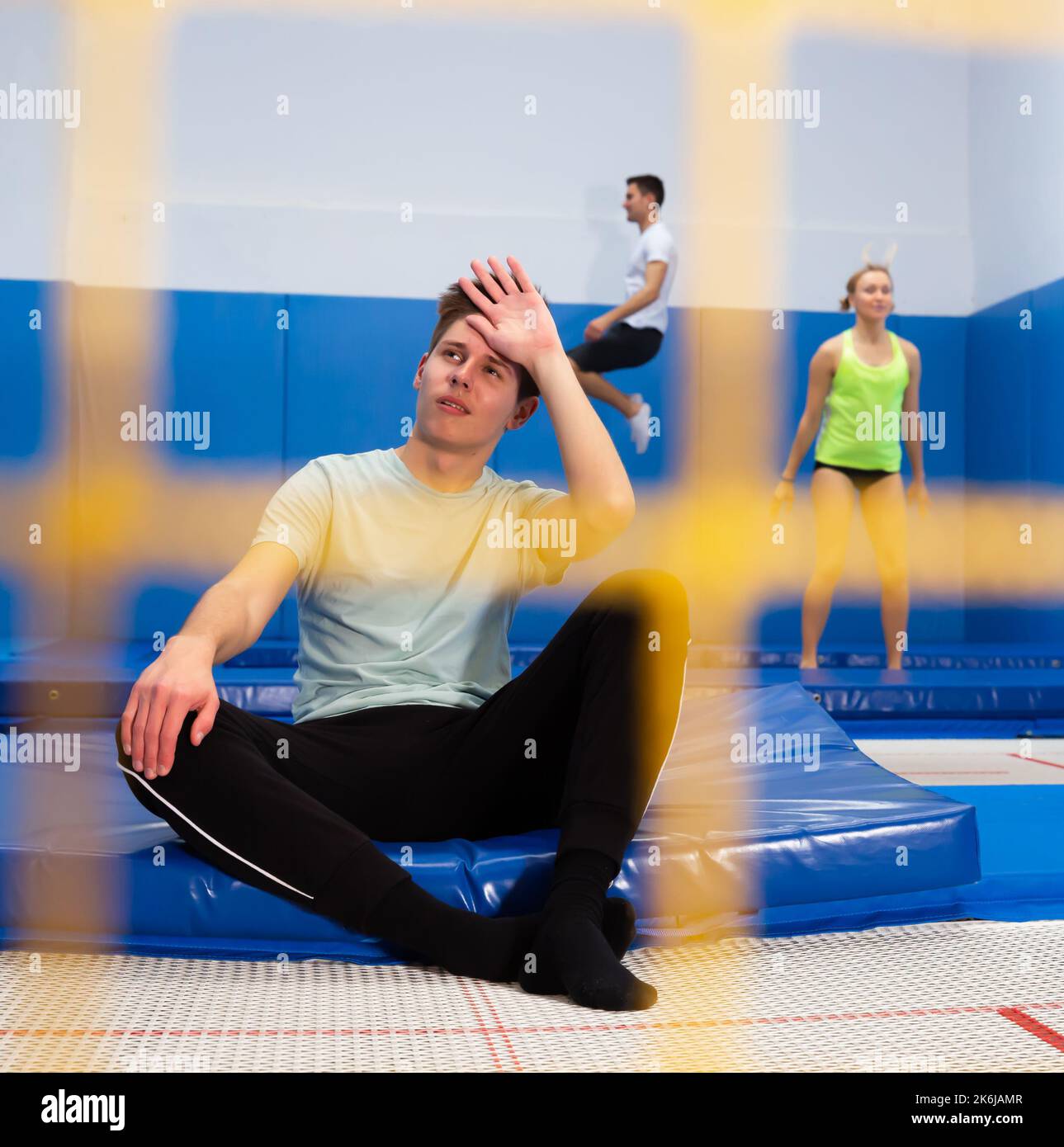 Boy trampoline indoor hi-res stock photography and images - Alamy