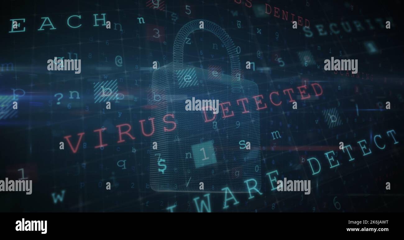 Illustration of padlock with multiple words, numbers and letters ...