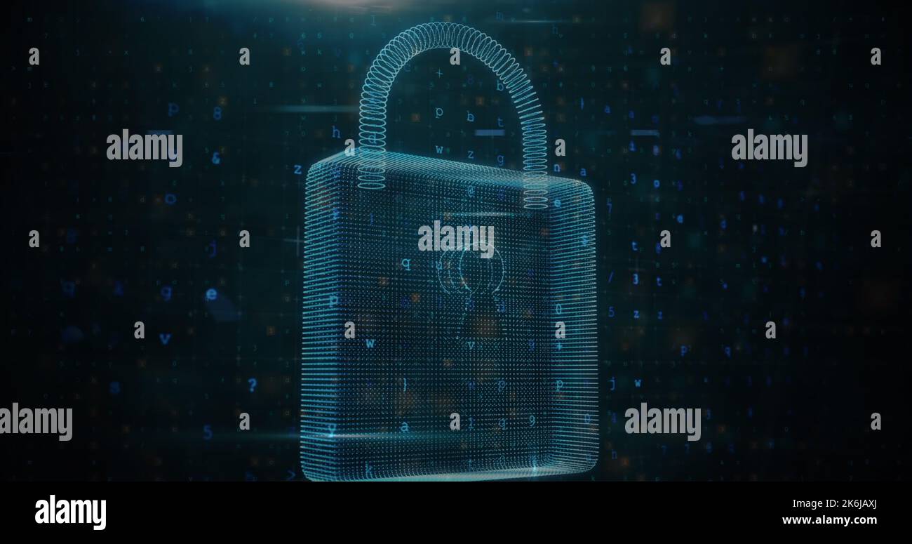 Illustration of digital padlock with numbers and letters against ...