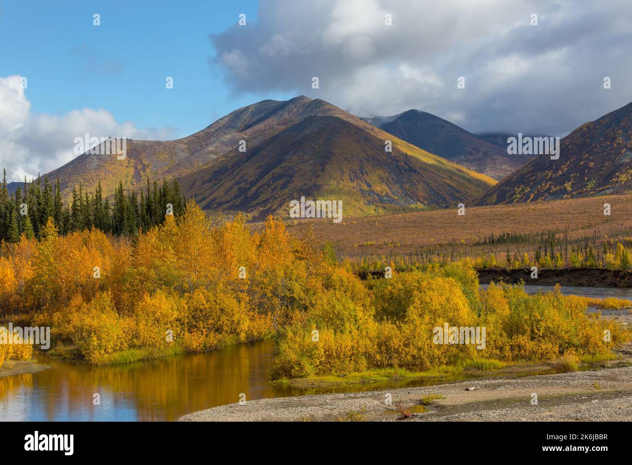 Tundra landscapes above Arctic circle in autumn season. Beautiful ...
