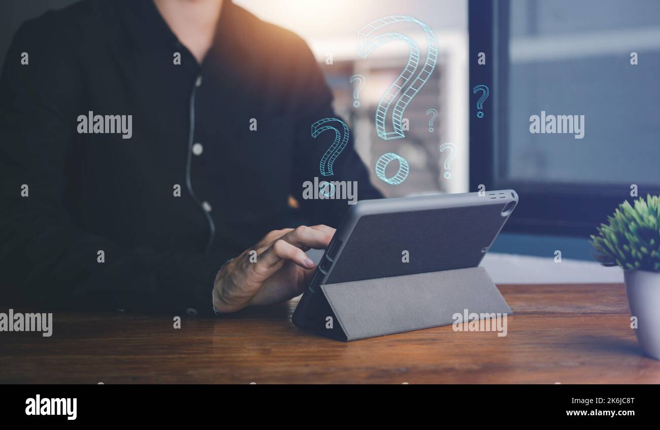 Faq hologram businessman concept hi-res stock photography and images - Alamy