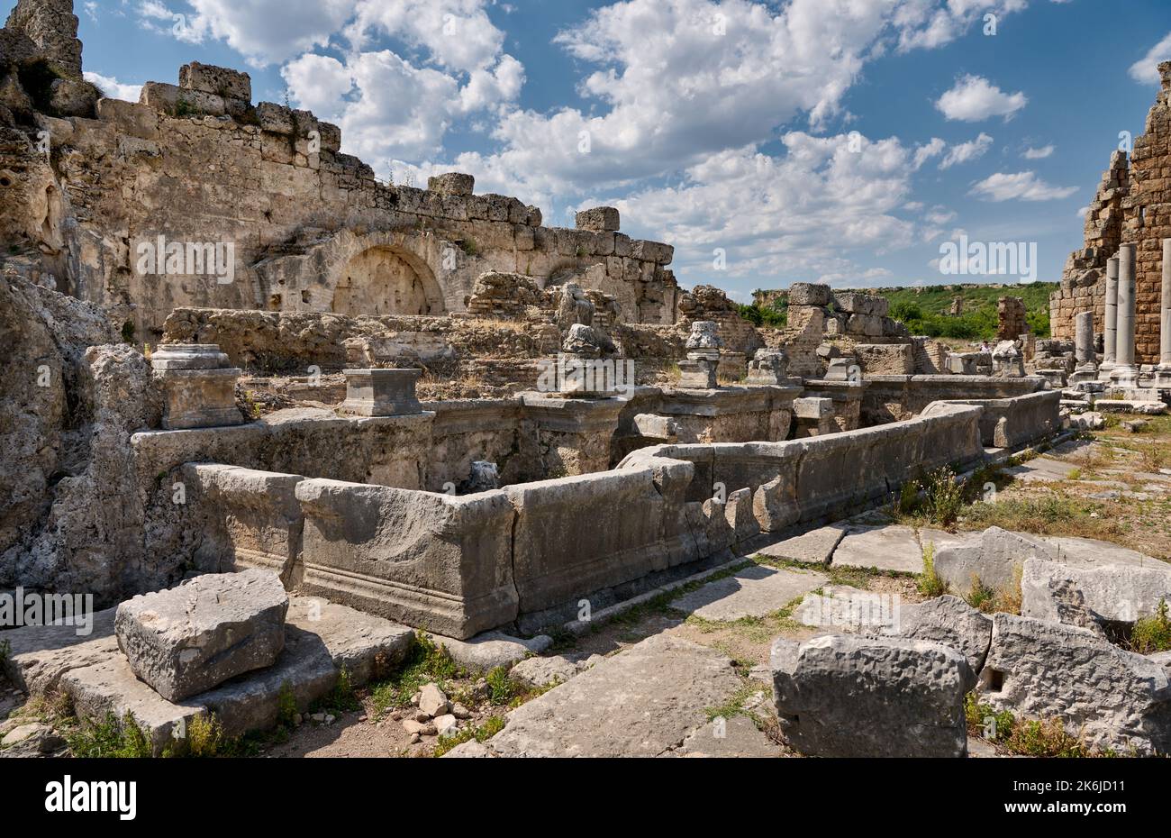 Nymphaneum - the fountain of Nymphs at south bath, ruins of the Roman ...