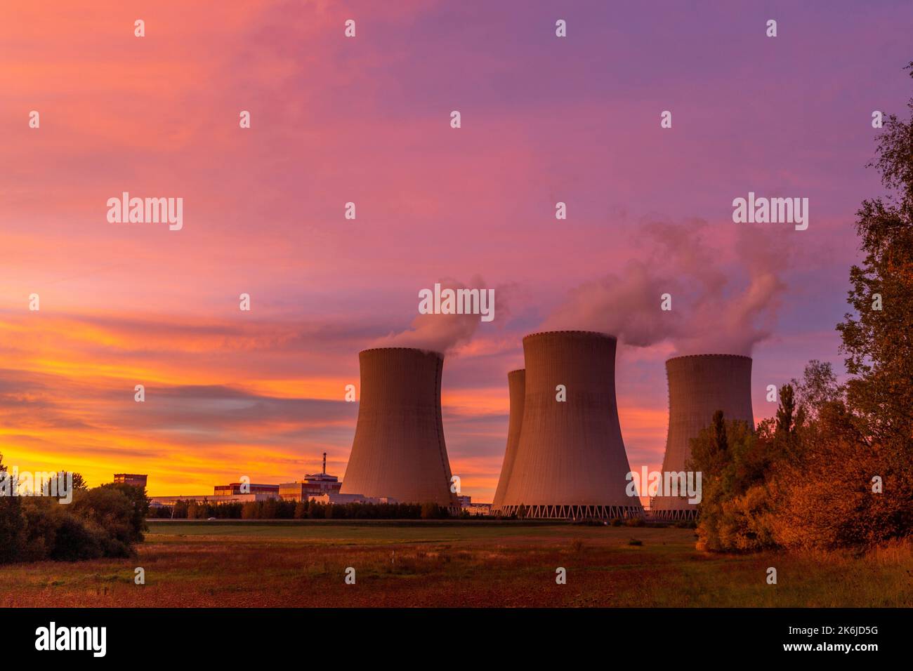 Nuclear power plant Temelin at sunset. Czech Republic Stock Photo - Alamy