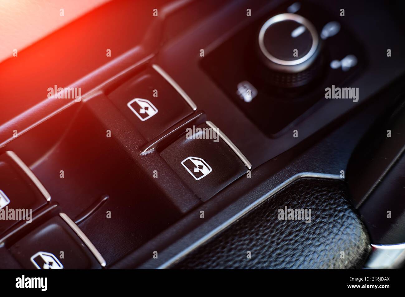 power window control buttons in the car close-up Stock Photo - Alamy
