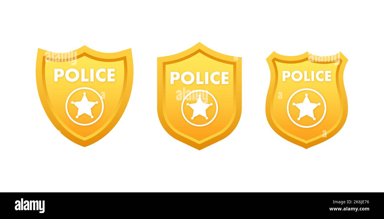Detective vector badge with shield gold realistic hi-res stock ...