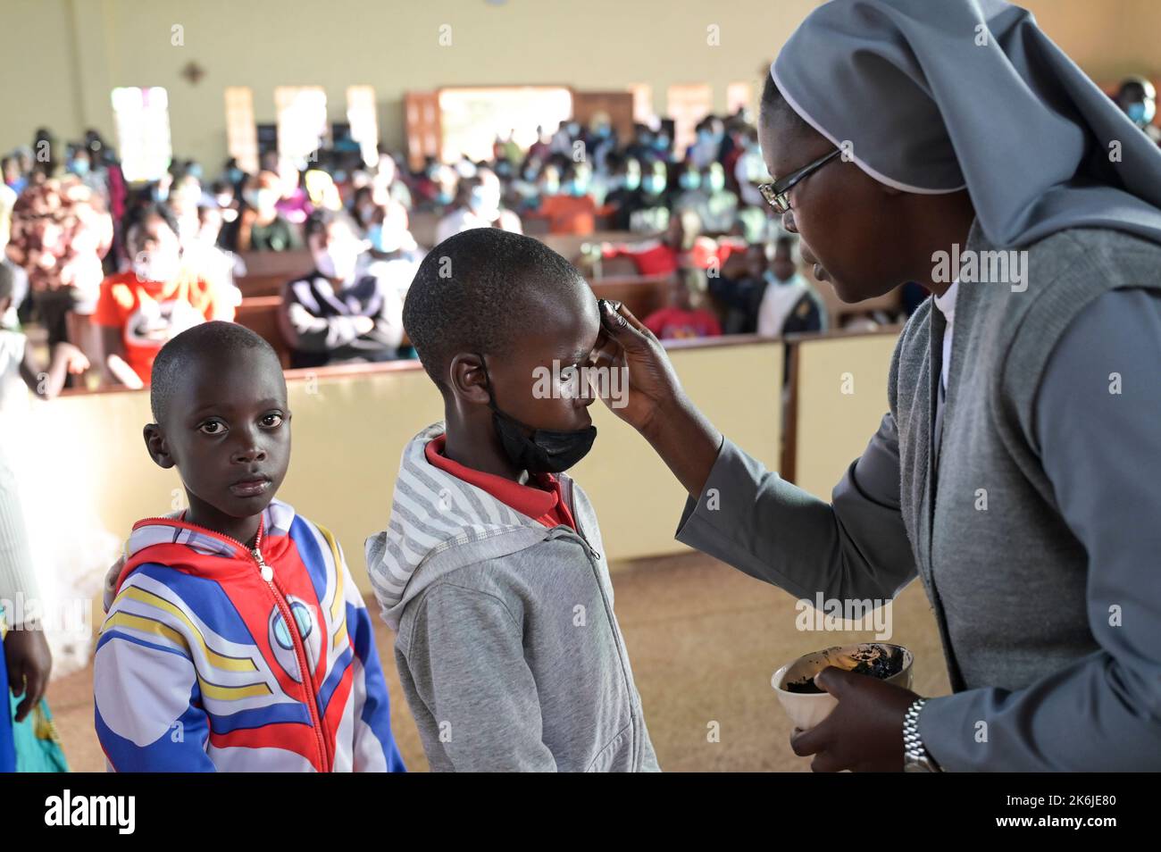 KENYA, Eldoret, catholic church, ash wednesday, begin of lent season ...