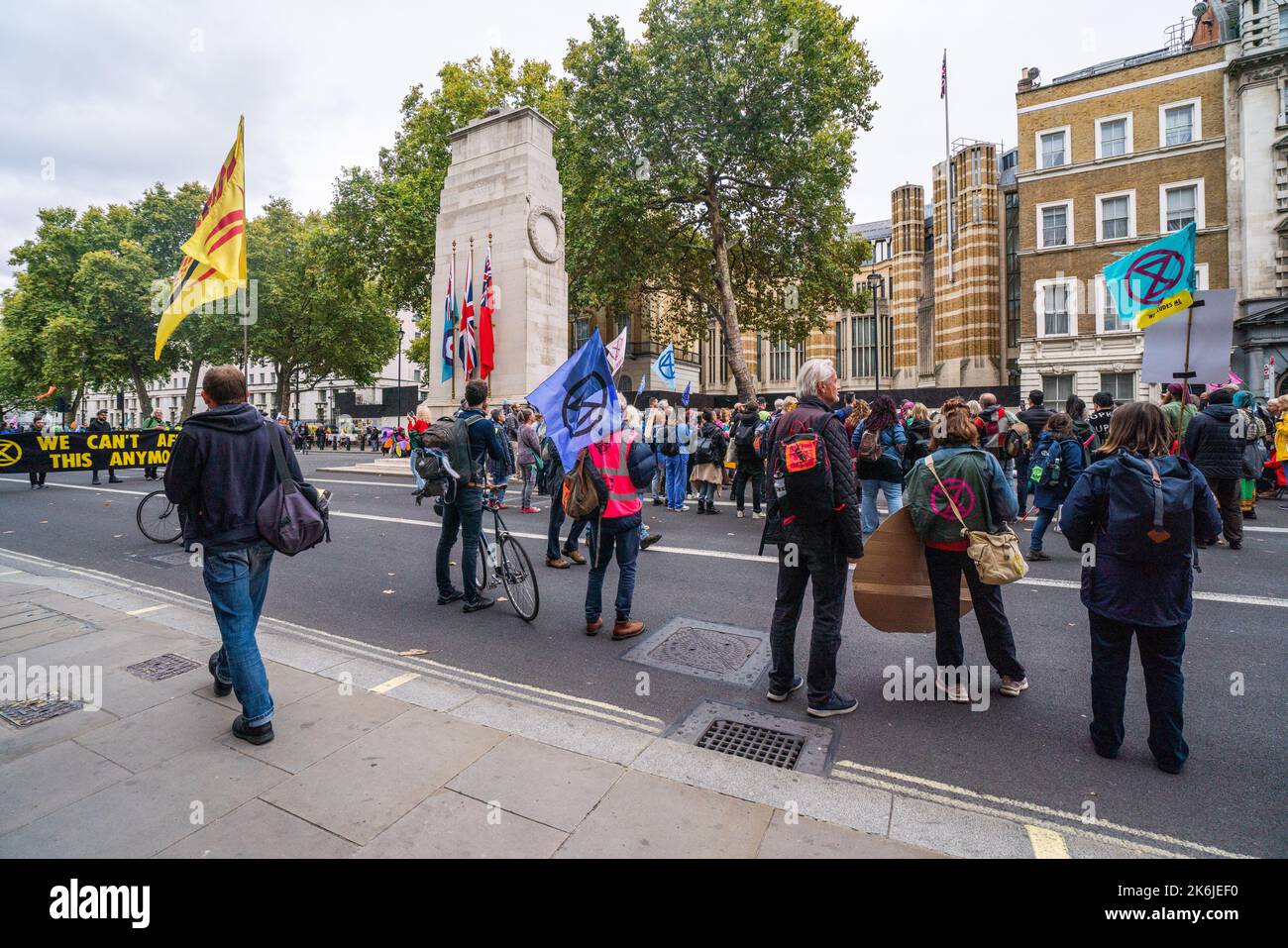 London UK. 14 October 2022 . Hundreds of Extinction Rebellion activists ...