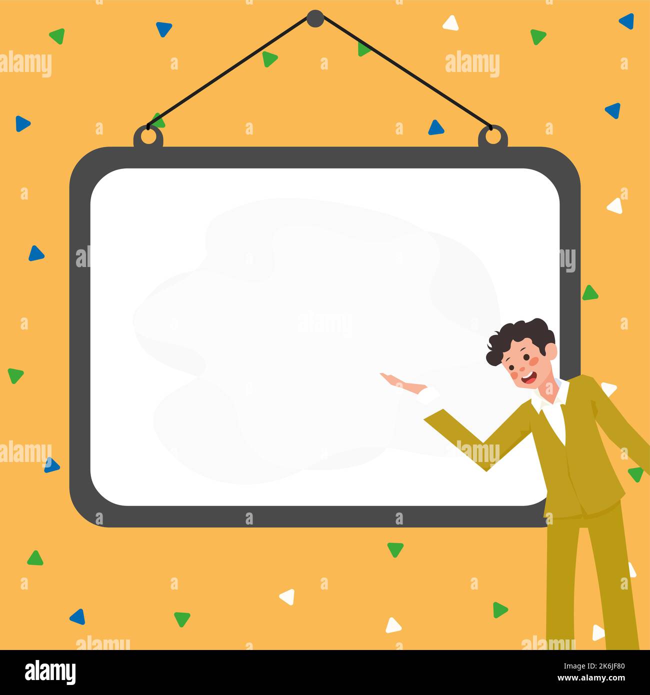 Instructor Drawing Pointing Stick On Empty Whiteboard While Holding Cup ...