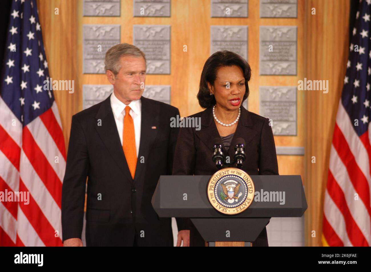 President George Bush with Secretary Condoleezza Rice at Summit of U.S ...