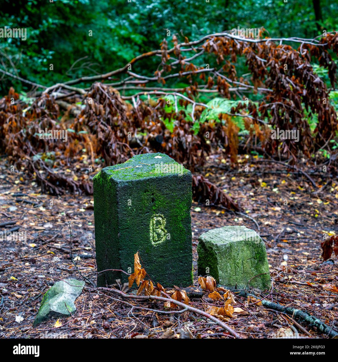 Old borderstone between Belgium and Germany in Moresnet, Belgium Stock ...