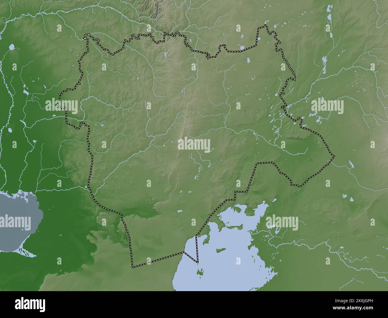 Aqtobe, region of Kazakhstan. Elevation map colored in wiki style with ...