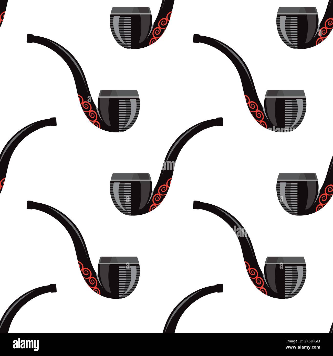 Wooden Smoking Pipe Silhouette Seamless Pattern Isolated on White ...