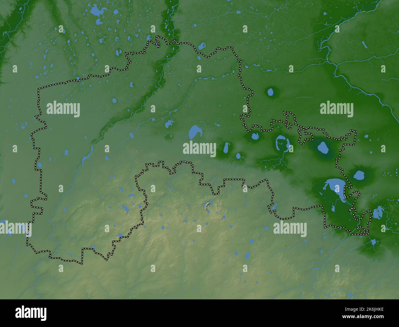 North Kazakhstan, region of Kazakhstan. Colored elevation map with ...